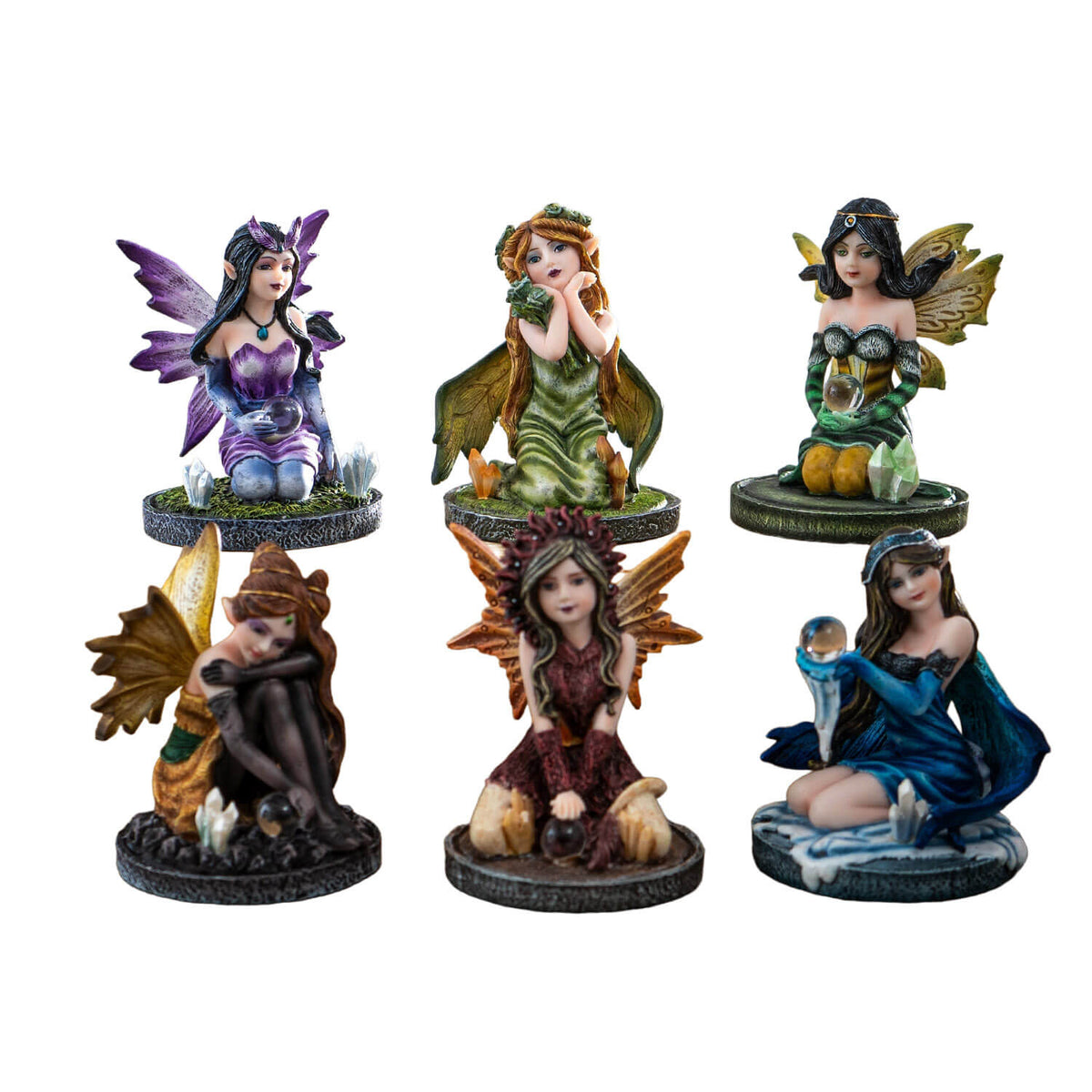 Small Crystal Fairy Figurine Set of 6 - Fantasy Gifts & Collectibles ...