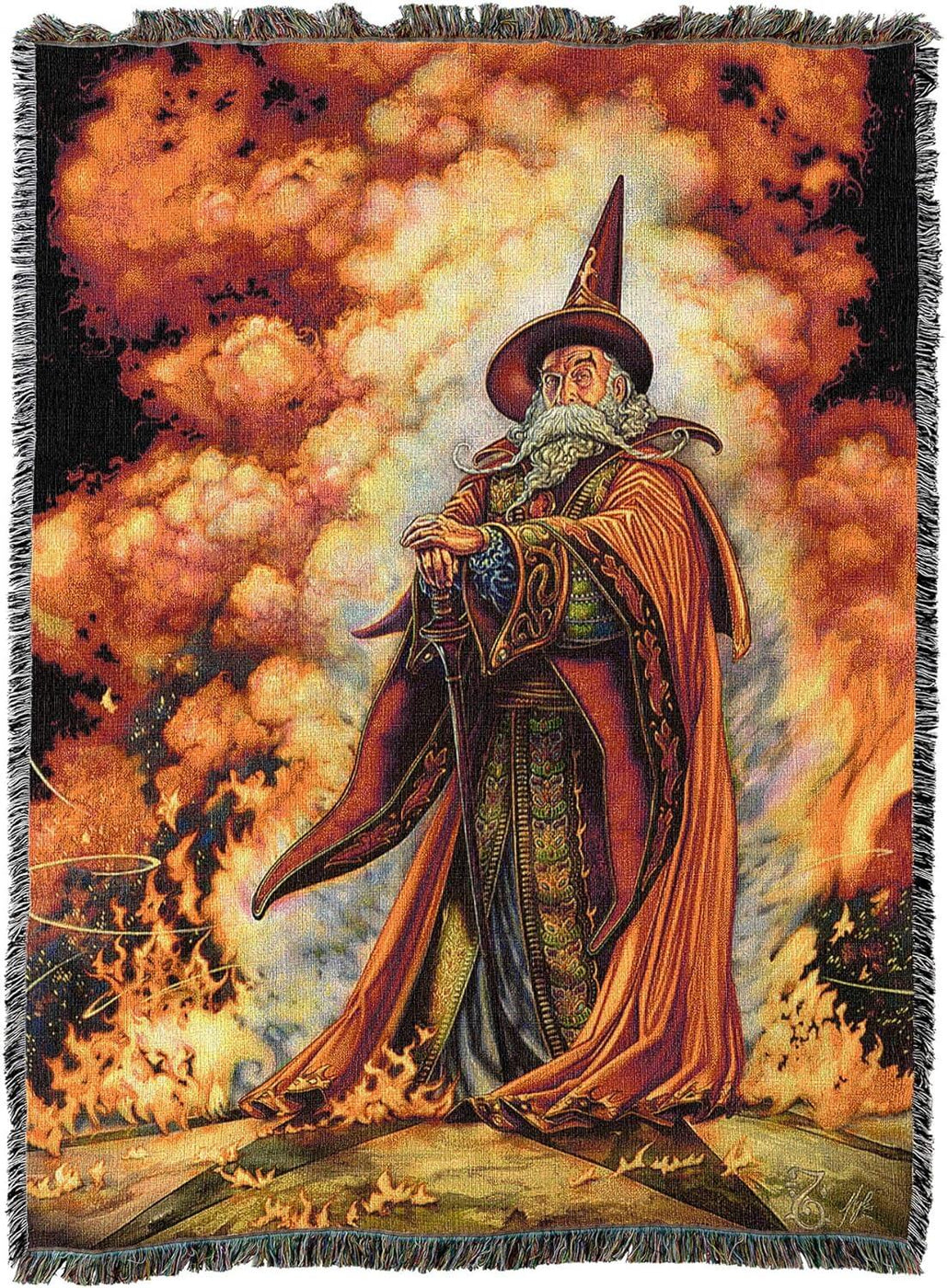 Fire Wizard Tapestry Throw Blanket - Myles Pinkney Gifts - Fantasy ...
