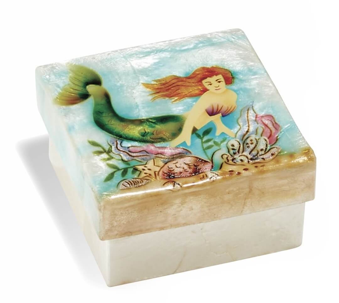 Undersea Mermaid Capiz Shell Box - Trinket & Jewelry Boxes - Fantasy Gifts — FairyGlen Store