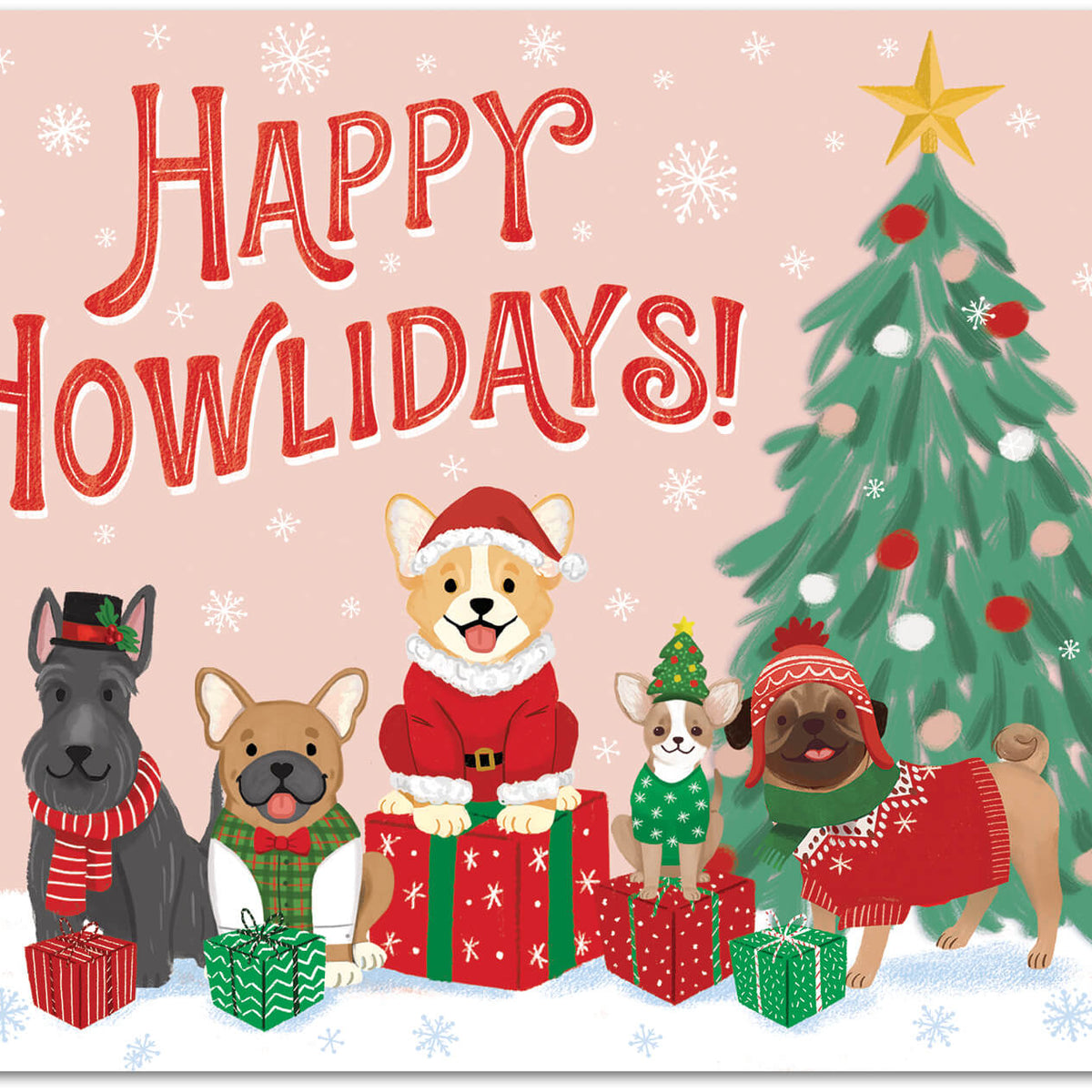 Happy Howlidays Dog Christmas Cards - Holiday Greetings - Stationery ...