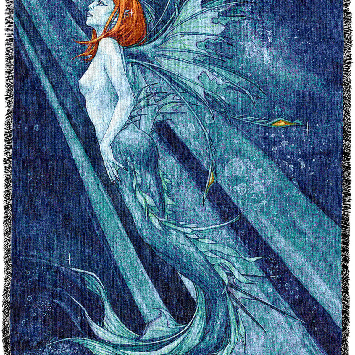 Fierce Beauty Mermaid Tapestry Blanket - Jane Starr Weils Fantasy Gifts ...