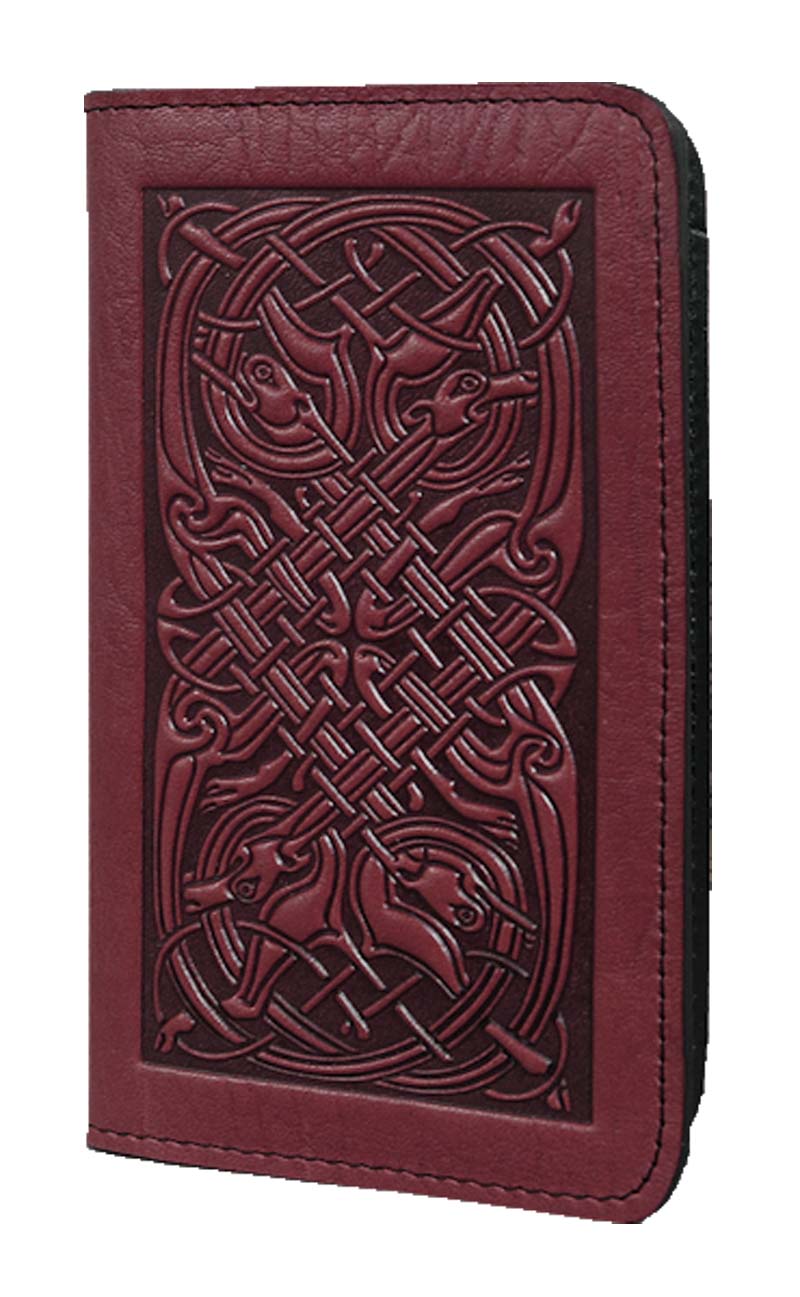 Celtic Hounds Leather Check Book Cover by Oberon Designs — FairyGlen Store
