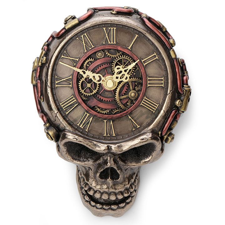 Steampunk Flat Skull Wall Clock: Skull & Skeleton Gifts & Collectibles ...